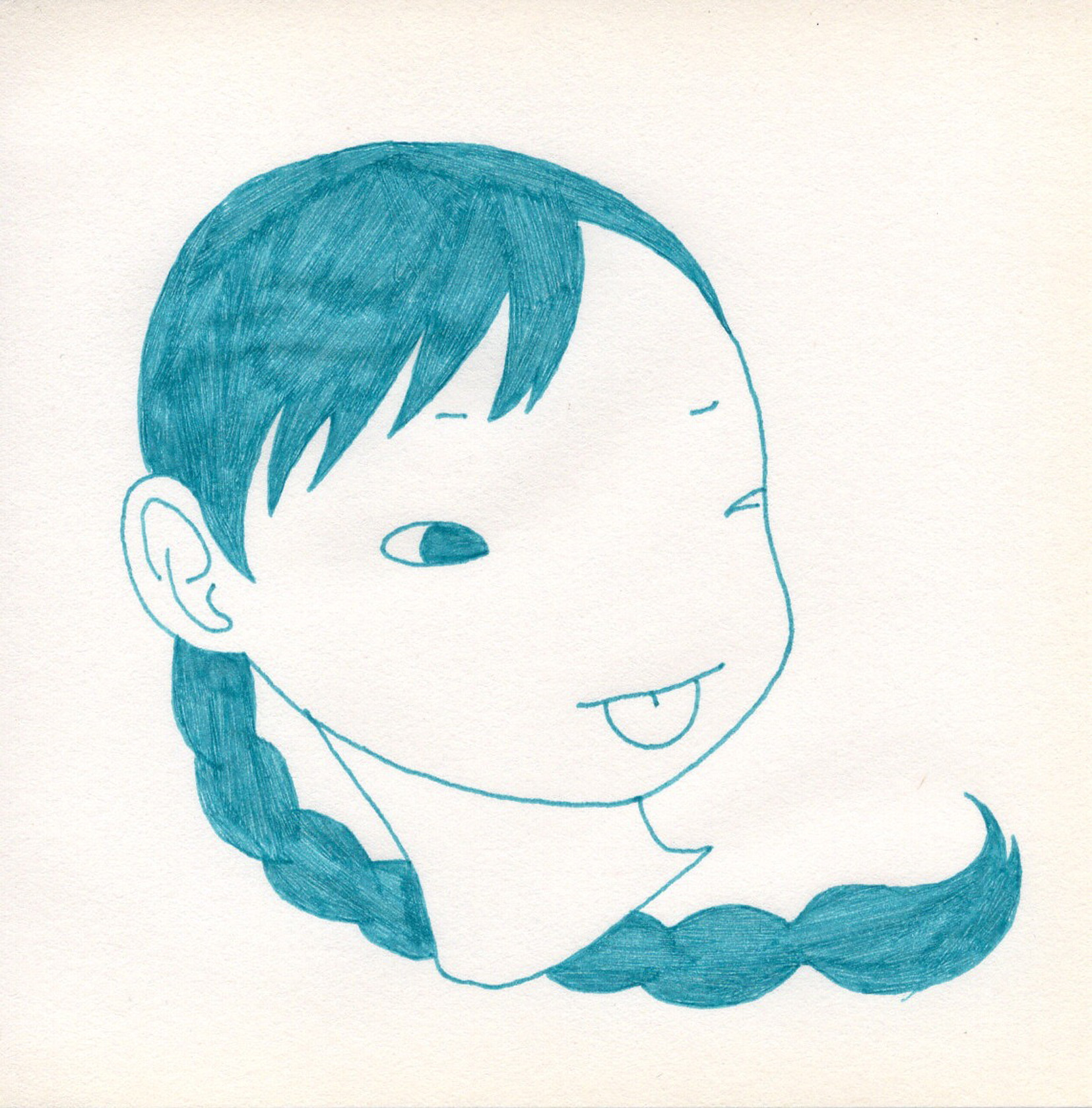 "The girl with a braid sticks her tongue out" | YUKARI ART ユカリアート